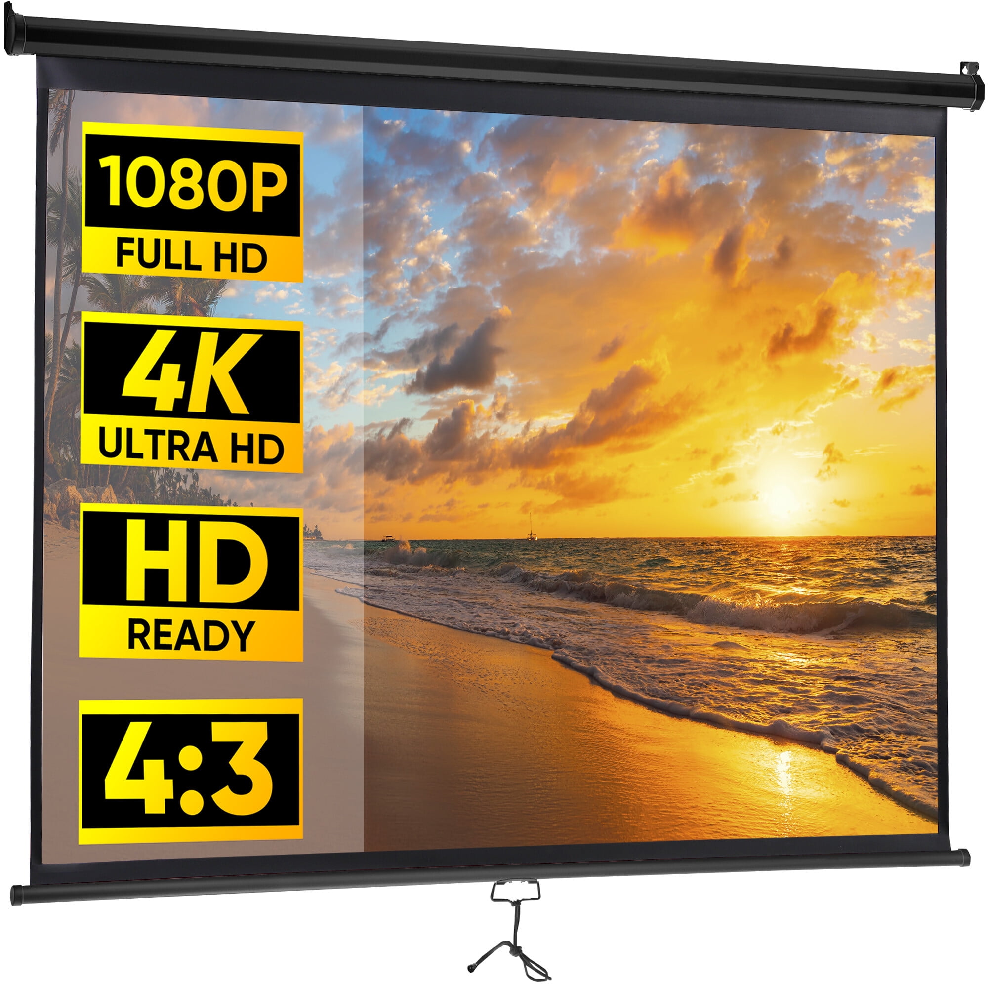 ZENSTYLE Projector Screen 72 inch 4:3 HD PVC Manual Projection Screen ...