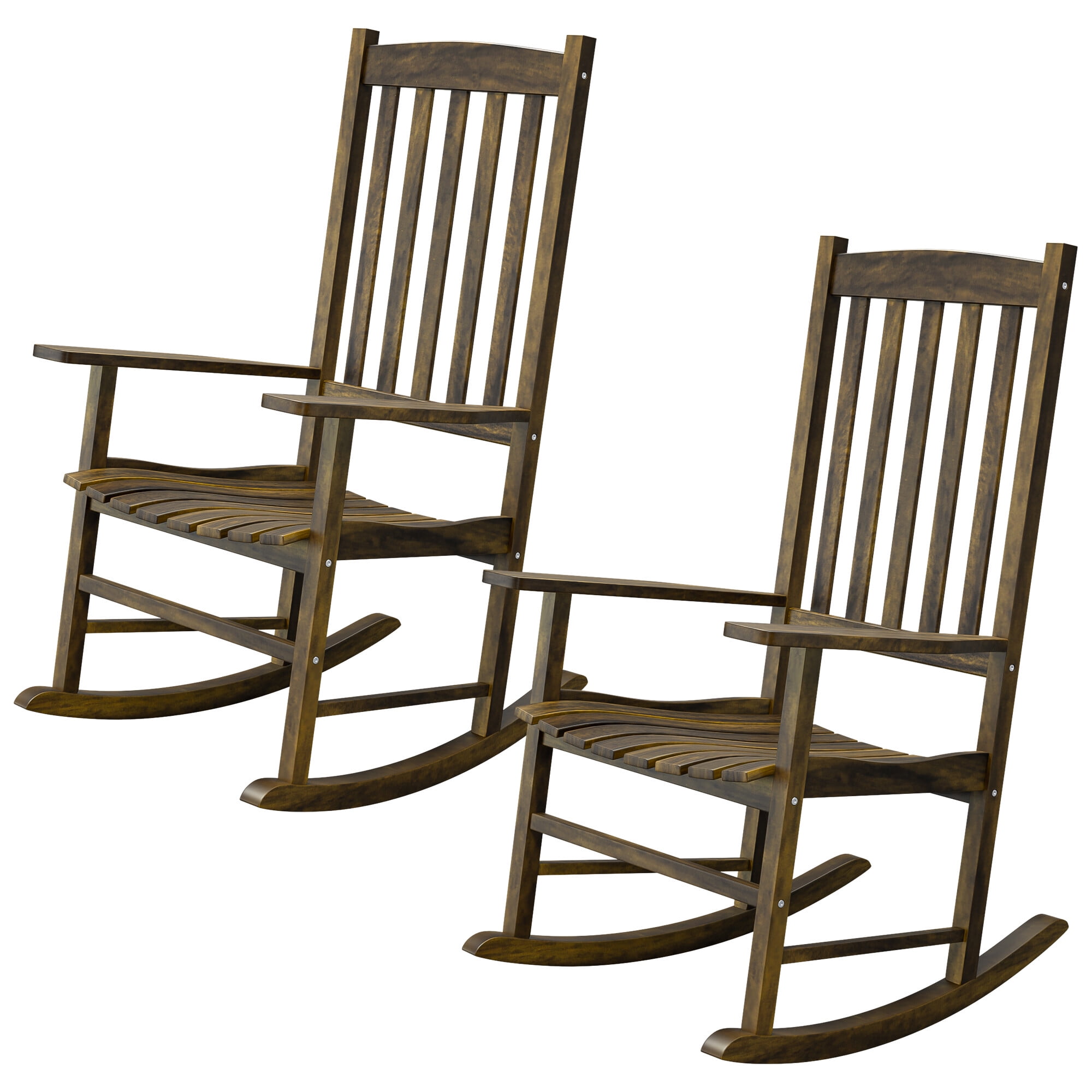 ZENSTYLE Set of 2 Rocking Chair High Back Wooden Rocker Chair for Porch ...