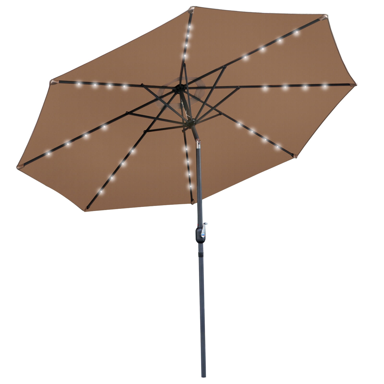 ZENSTYLE Tan Patio Umbrella 8 Ribbed Strong Light Weight Aluminum Frame ...