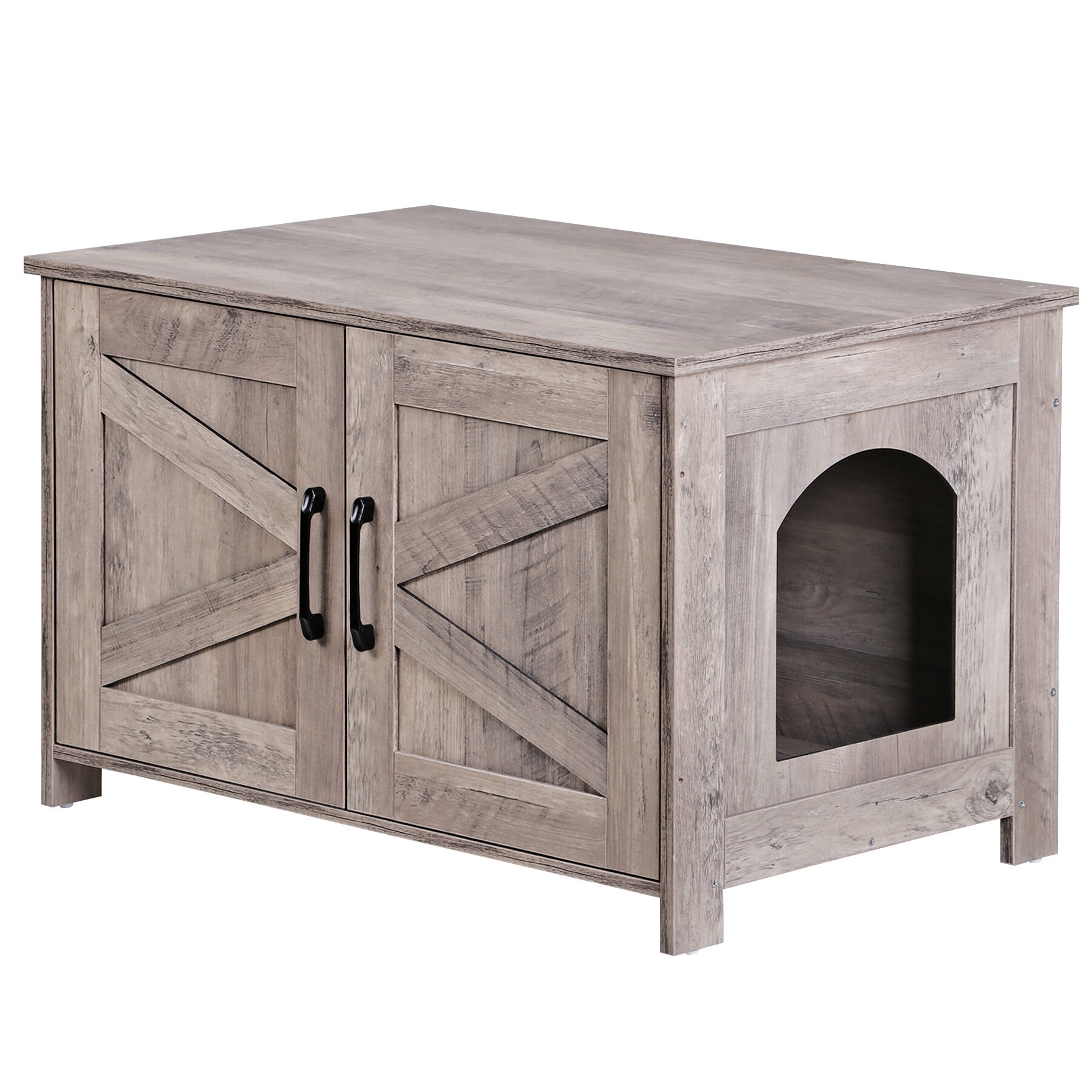 ZENSTYLE Wooden Cat Litter Box Enclosure with Adjustable Barn Door ...