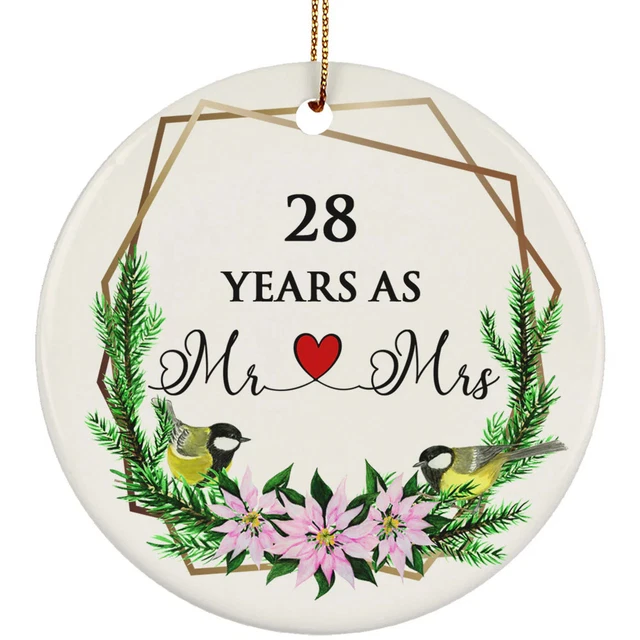 ZENUA 28 Years As Mr & Mrs Ornament 28Th Anniversary Wreath Chri.Stm.As ...