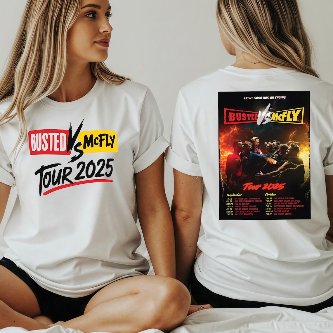 ZENUA Busted Vs Mcfly Tshirt, Mcfly Shirt, Busted Band Tshirt, Concert ...