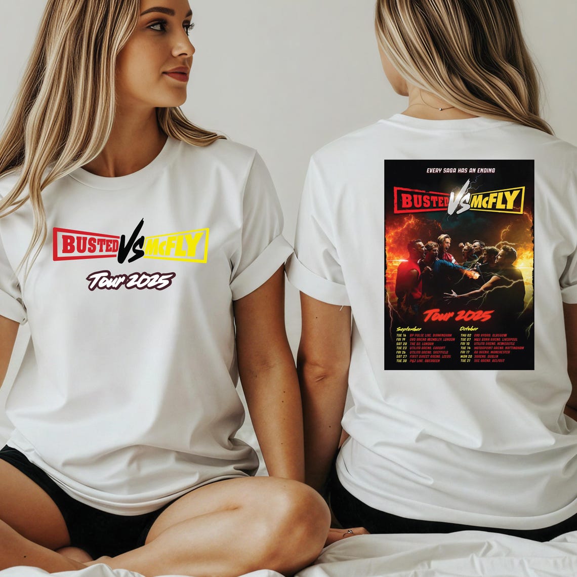 ZENUA Busted Vs Mcfly Tshirt, Music Concert Tee, Mcfly Tshirt, Busted ...