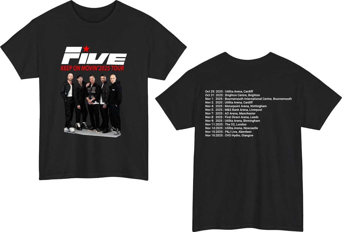 ZENUA Five Keep On Movin' 2025 Tour Boy Band T-Shirt – Concert Merch ...