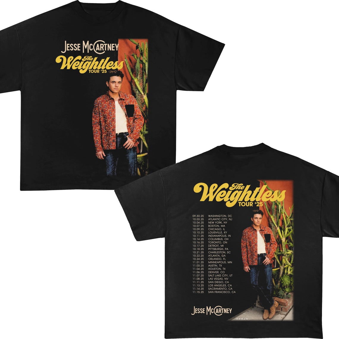 ZENUA Jesse Mccartney The Weightless Tour 2025 Shirt, Jesse Mccartney ...
