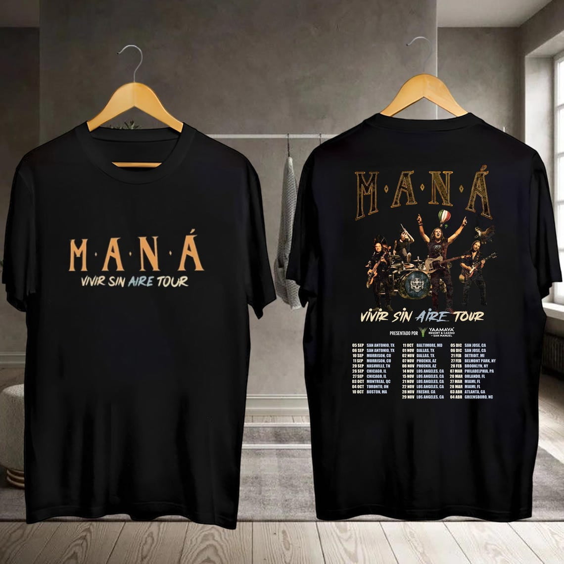 ZENUA Mana Band Concert 2025 T-Shirt, Maná Vivir Sin Aire Tour 2025 T ...