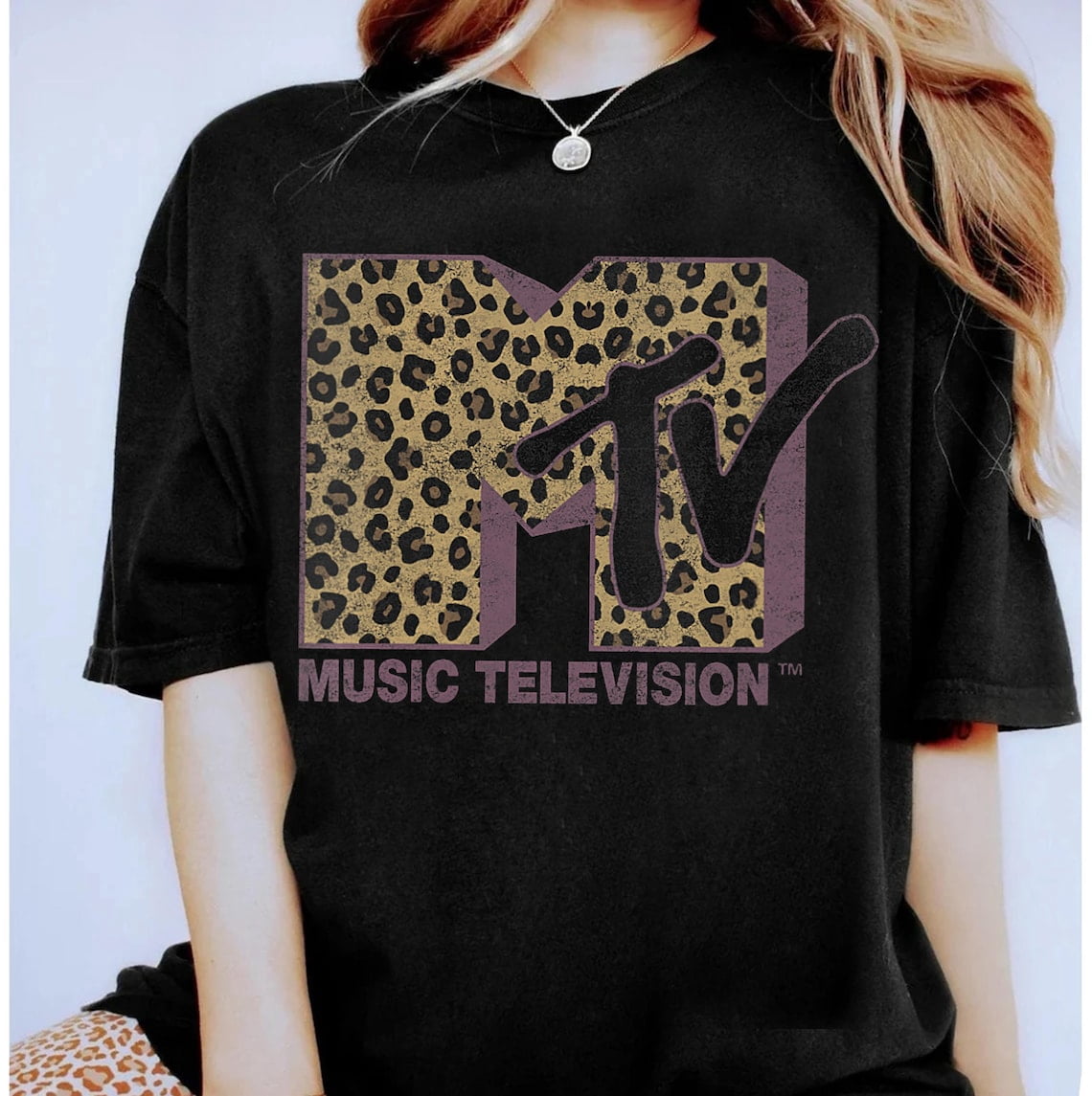 ZENUA Mtv Classic Leopard Print Bold Logo Shirt, Music Television Mtv ...