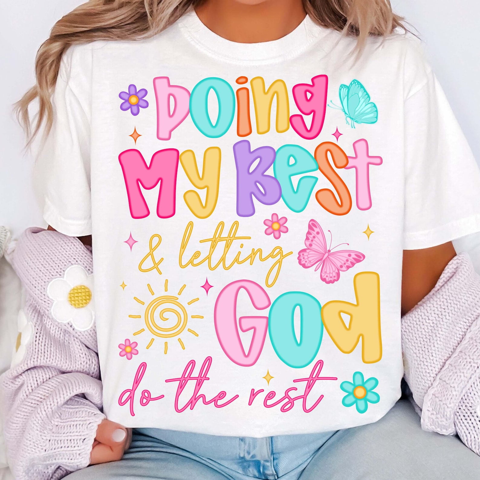 ZENUA Preppy Christian Shirt, Coquette Faith Quote Design, Doing My ...