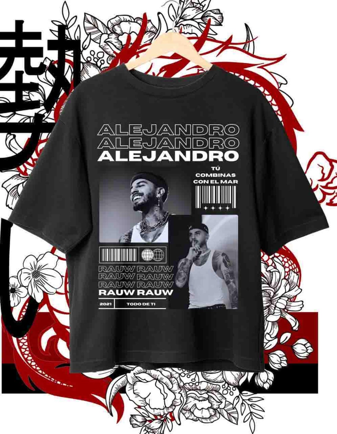ZENUA Rauw Alejandro Tshirt, 90S Vintage Tee, Collage Digital Design ...