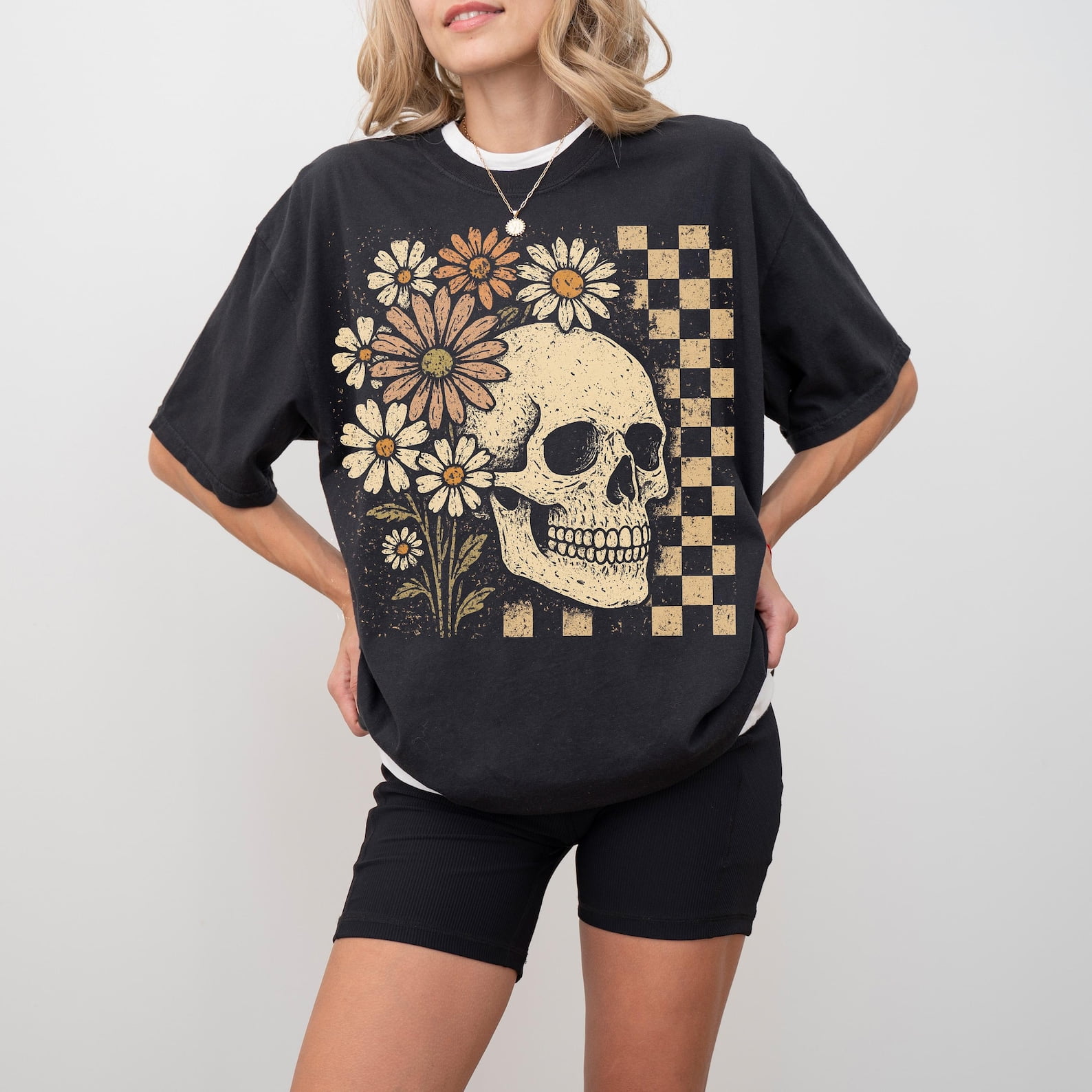 ZENUA Retro Floral Skeleton Shirt, Funny Skeleton Hal.Low.Een Shirt, Preppy Hal.Low.Een Shirt ...
