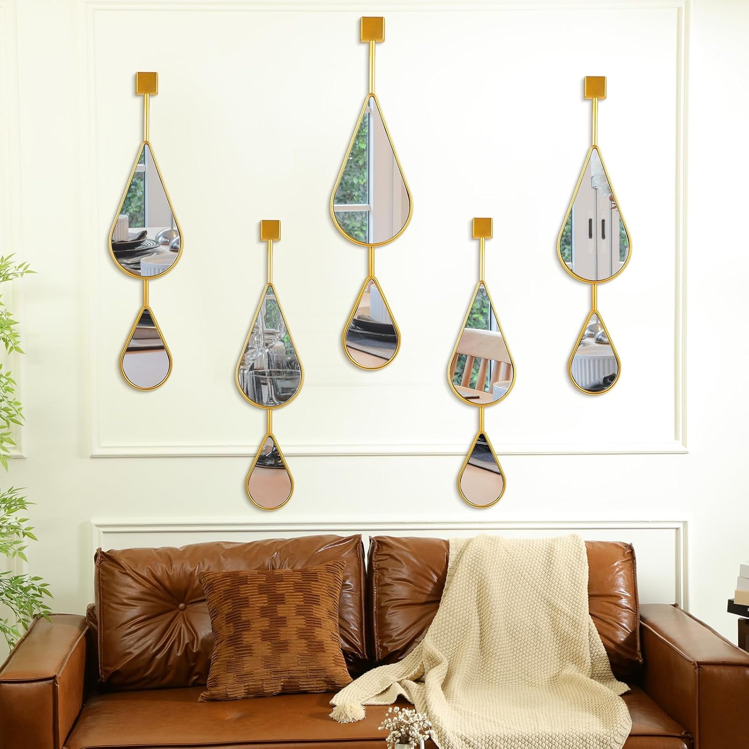 5 Pack Teardrop Mirror Wall Decor Gold Mirror Wall Decorative Mounted ...