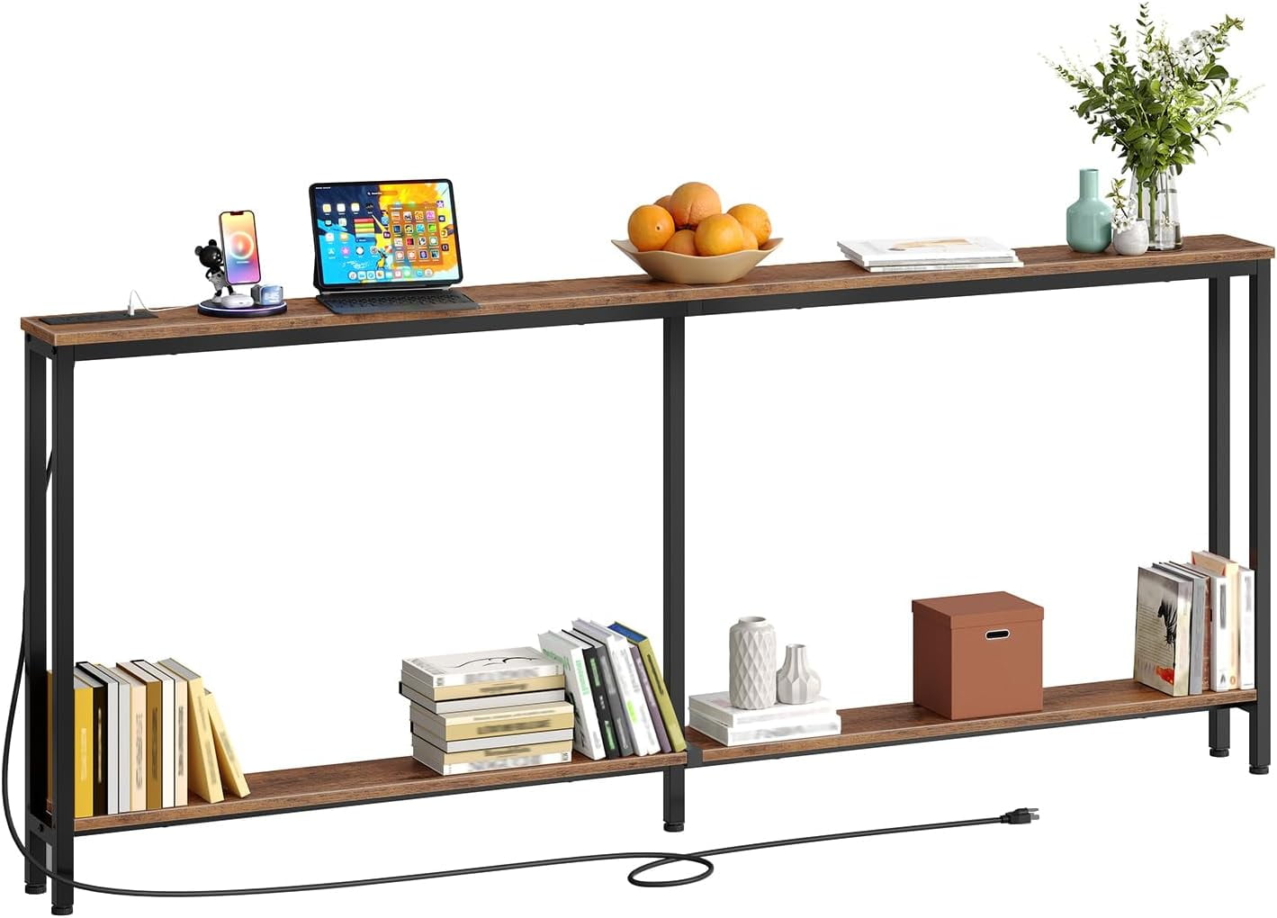 ZENX 78.7" Narrow Console Table with Charging Station, Behind Couch ...
