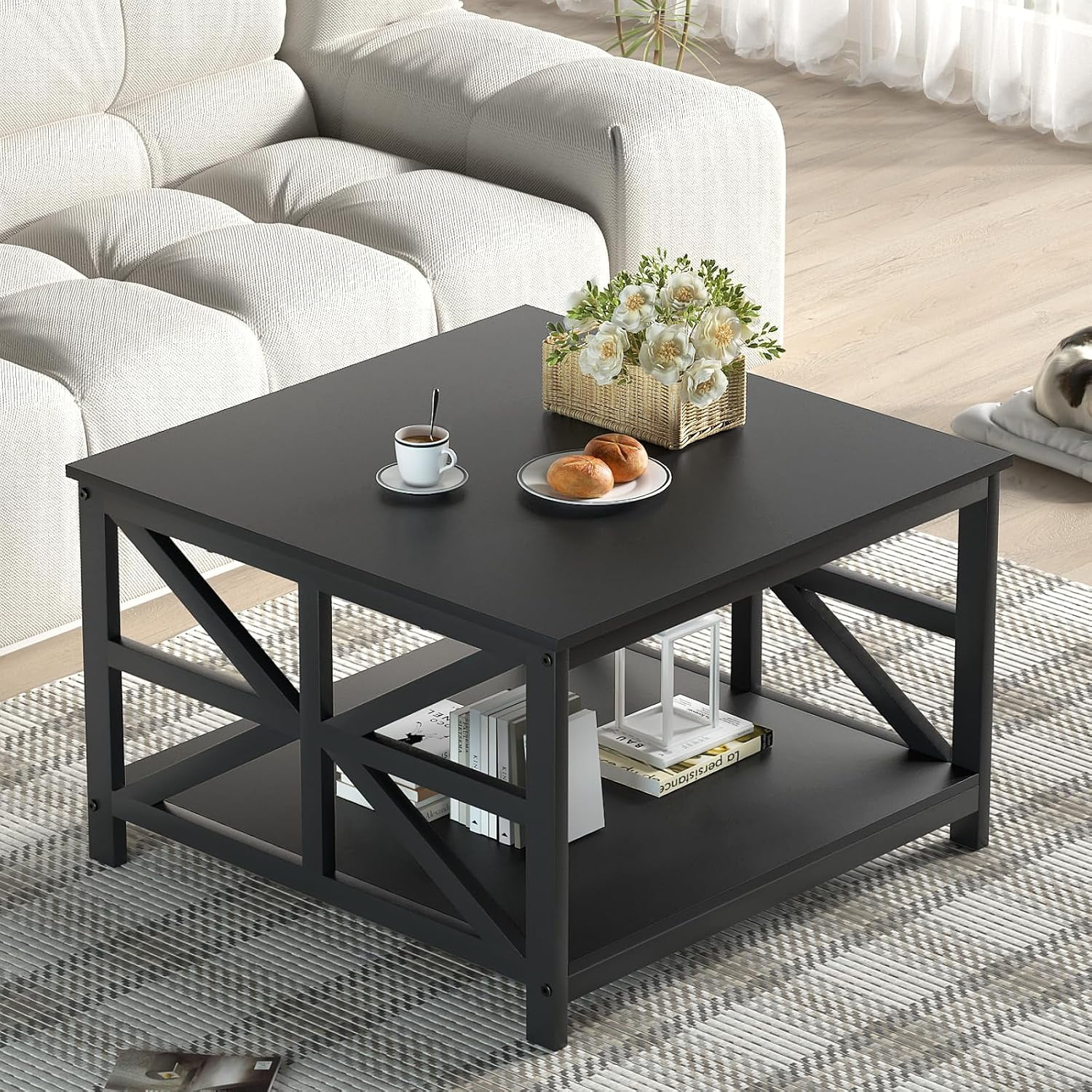 Coffee Table with Storage for Living Room, Small Square Center Tables ...