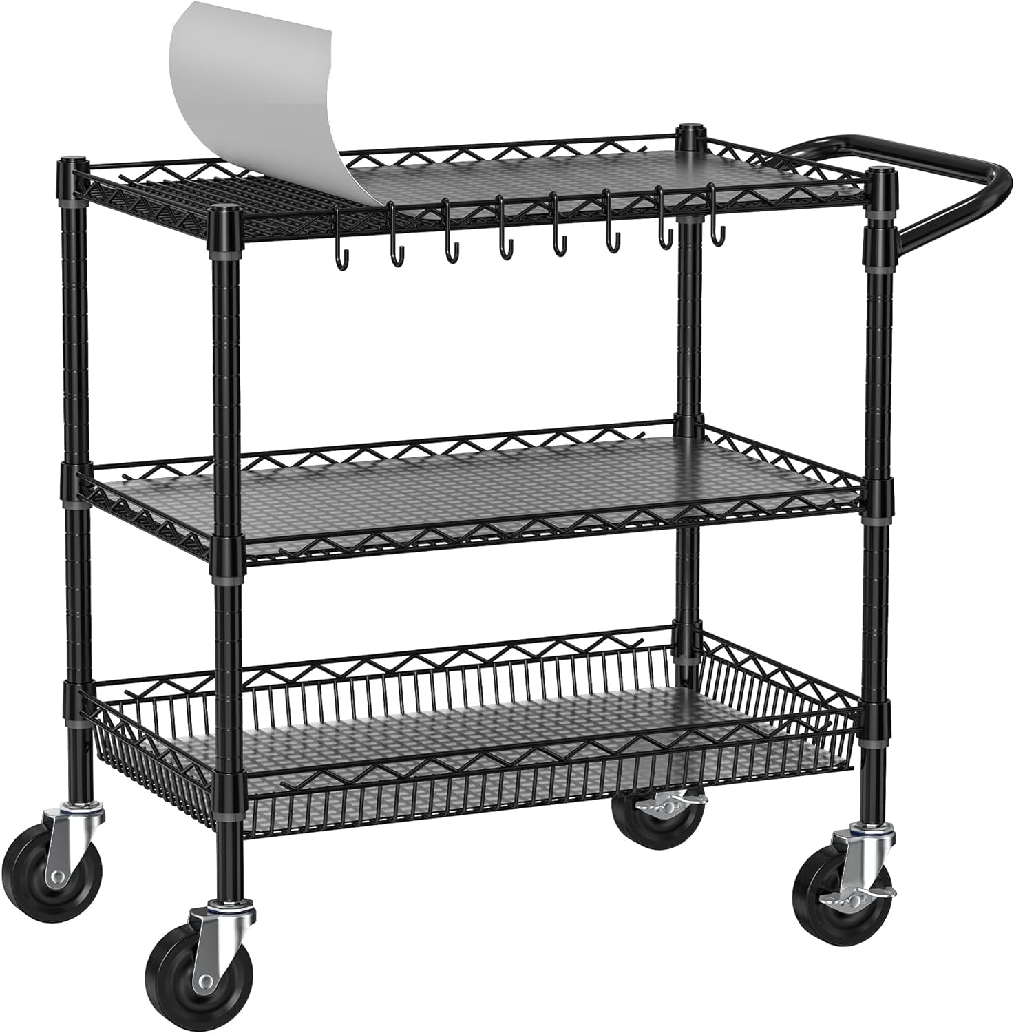 ZENX Heavy Duty Rolling Cart with Wheels, 3 Tier Commercial Grade ...