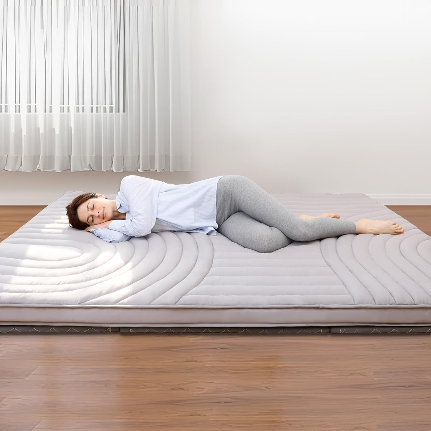 ZENX Japanese Floor Futon Mattress Extra Thick, Vintage Striped ...