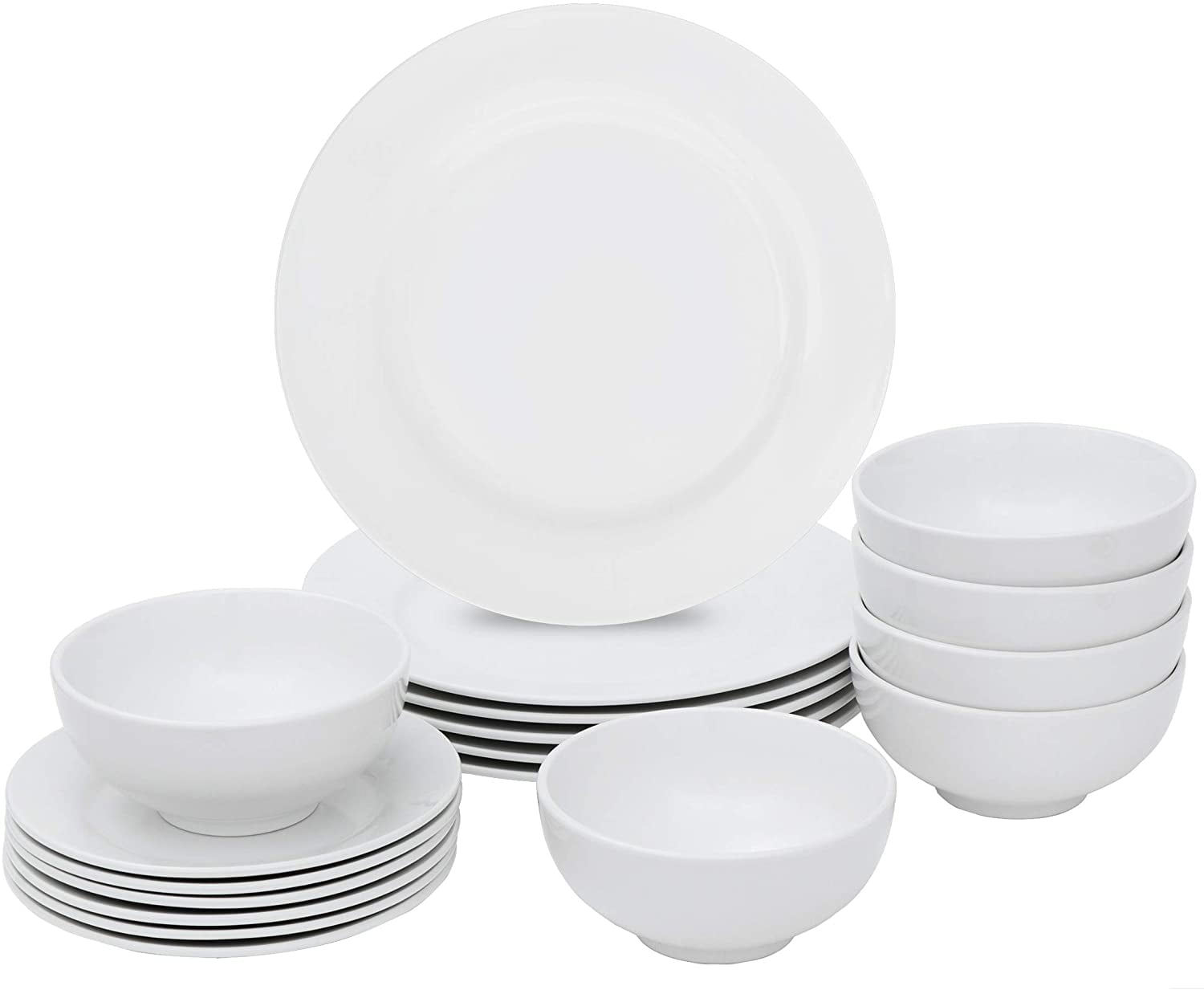 ZENY 18-Piece White Dinnerware Set, Service for 6, Dishwasher and Microwave Safe - Walmart.com