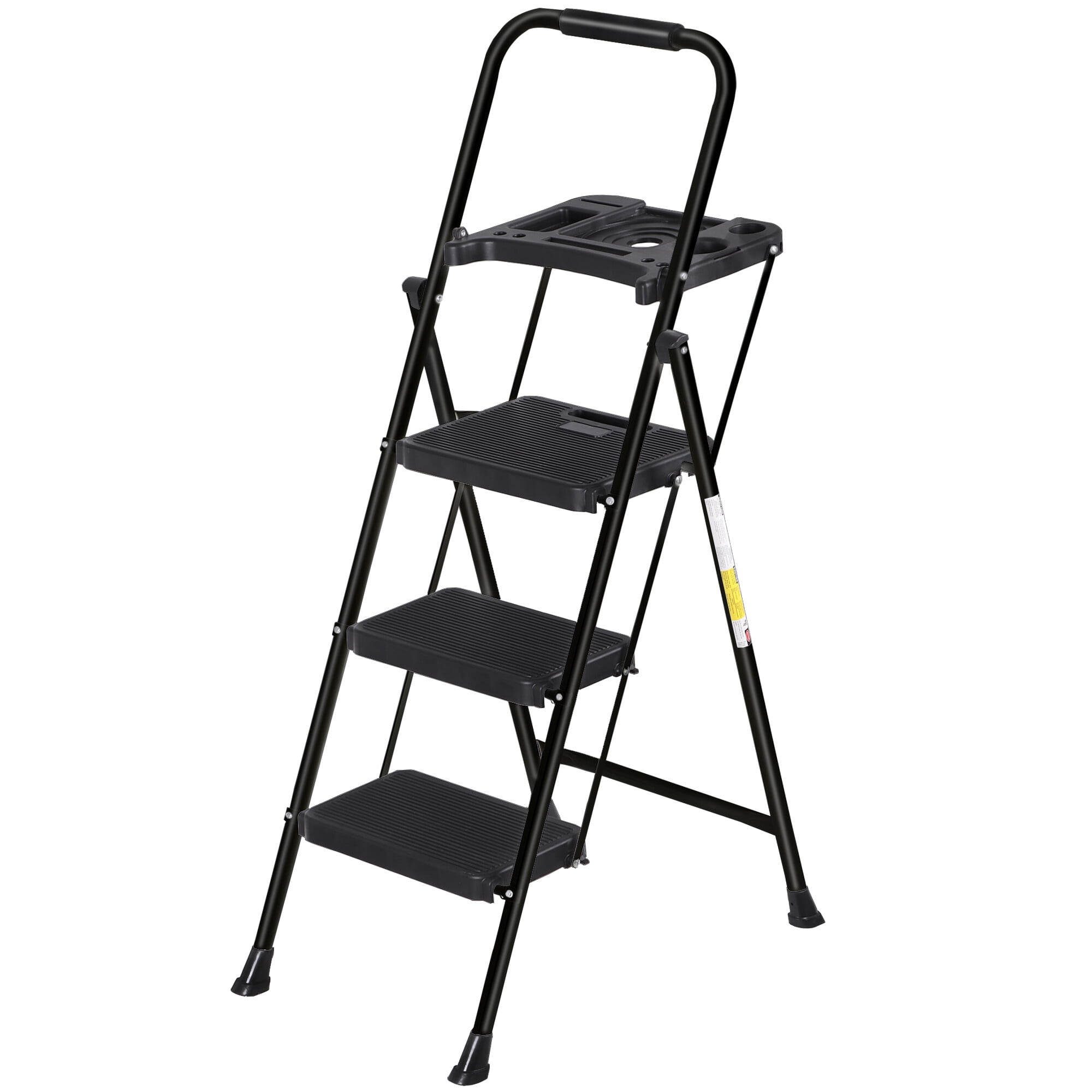 ZENY 3 Step Ladder Folding Step Stool with Tool Tray Wide Non-Slip ...