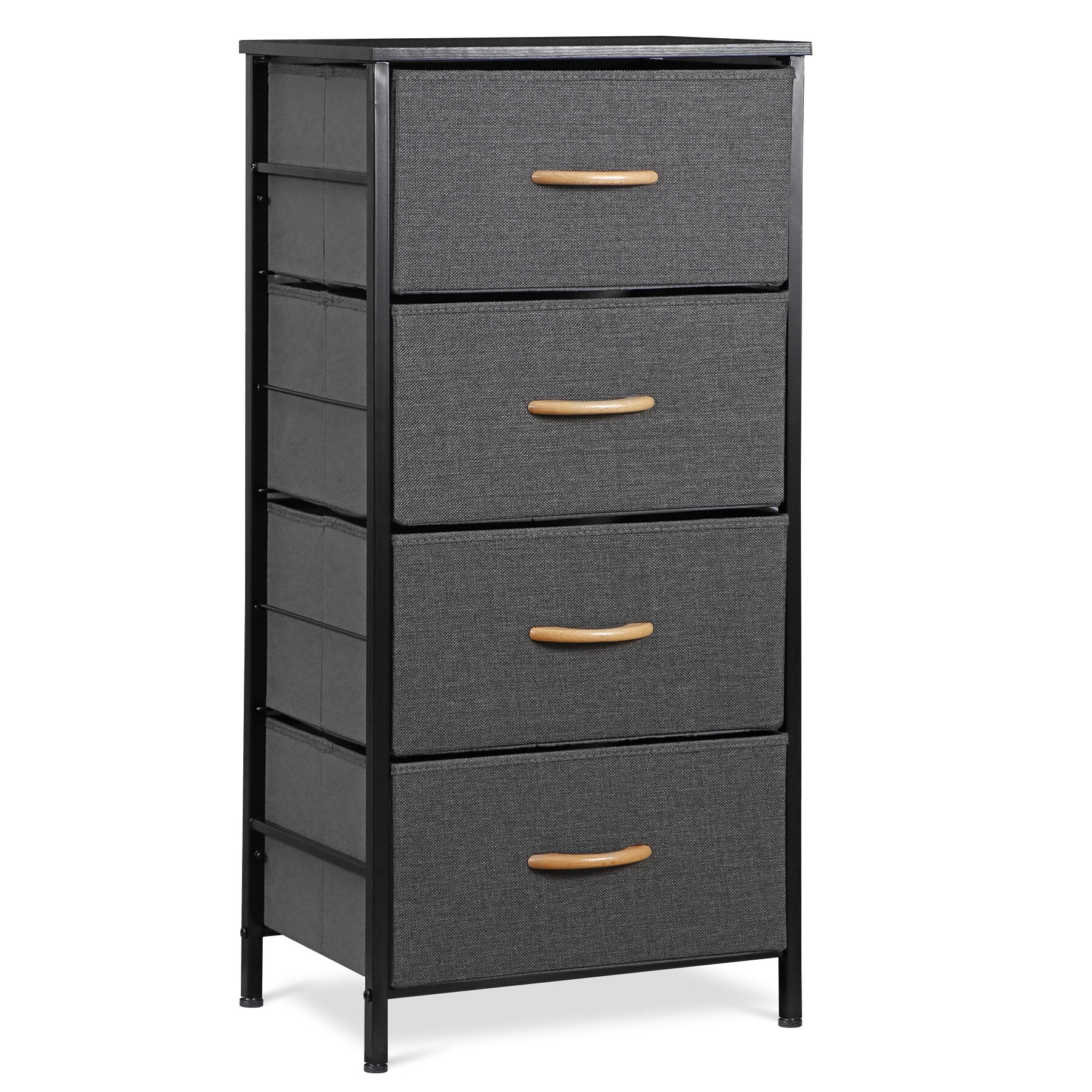 ZENY 4-Drawer Fabric Dresser Storage, Dark Gray Organizer for Various ...