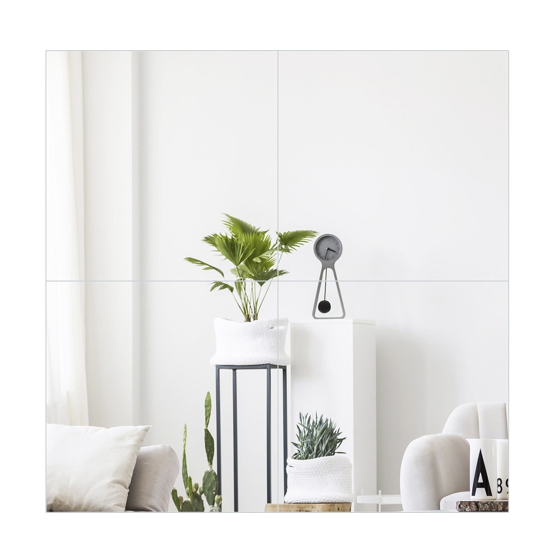 ZENY 4 Pcs Frameless Foursquare Full Wall Mirror Set 14" for Living ...