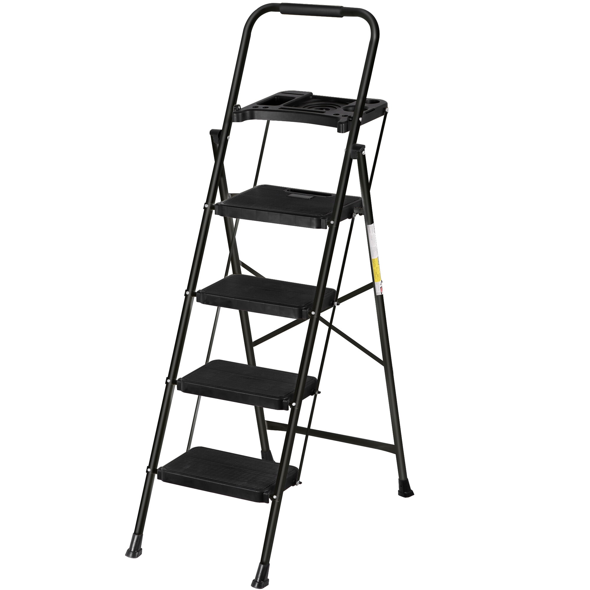 ZENY 4 Step Ladder Folding Step Stool with Tool Tray Wide Non-Slip ...