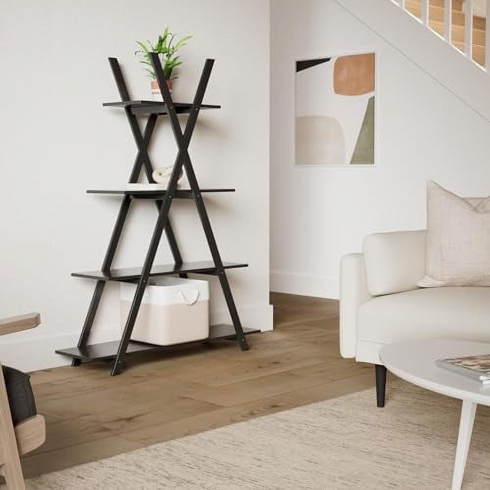 ZENY 4-Tier Bookshelf A Frame Bookcase, Home and Office Organizer ...