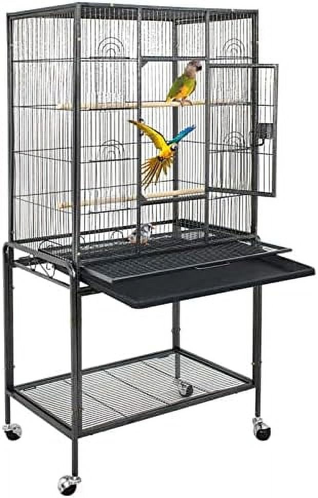 ZENY 53-Inch Bird Flight Cage, Wrought Iron Standing Large with Rolling Stand for Cockatiels Pet ...