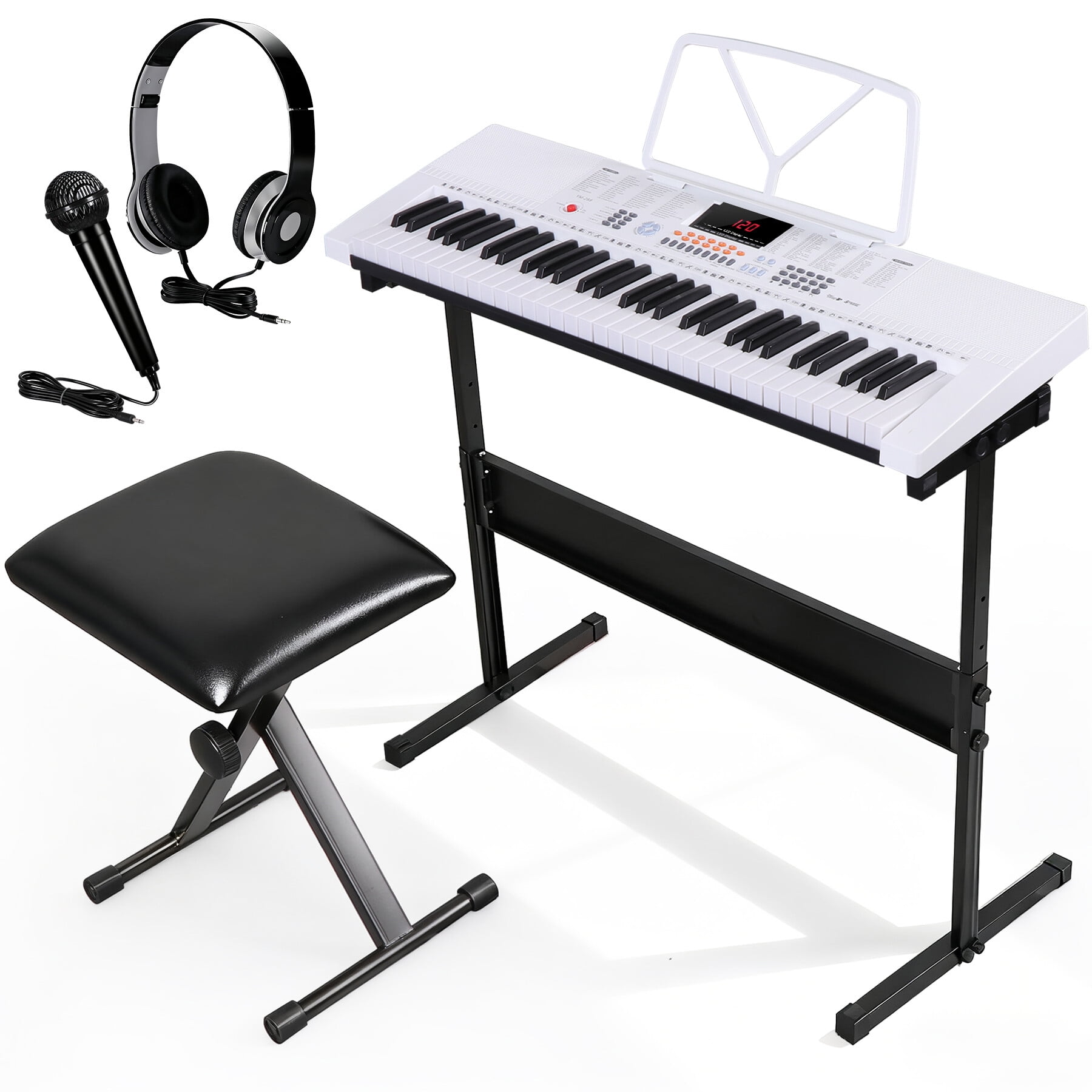 ZENY 61-Key Electronic Piano Keyboard W/ Stand, Headphones, Microphone ...