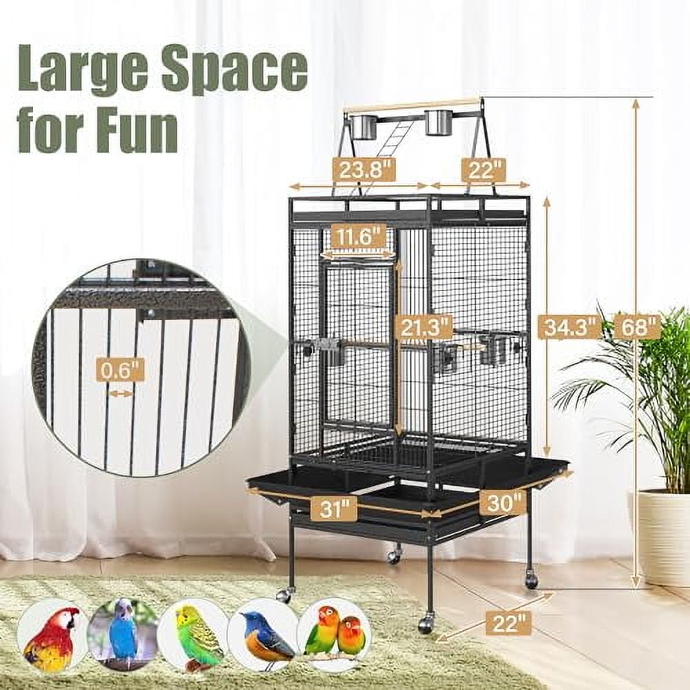 ZENY 68-Inch Birdcage, Playtop Parrot Cage, Wrought Iron Bird Cage with ...