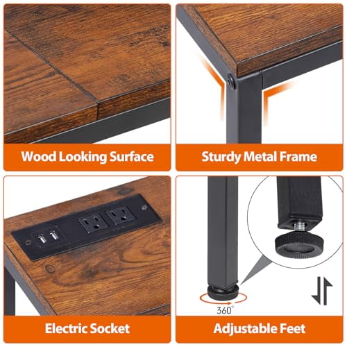 ZENY 70 Inch Console Table with Outlet, Narrow Sofa Table with Charging ...