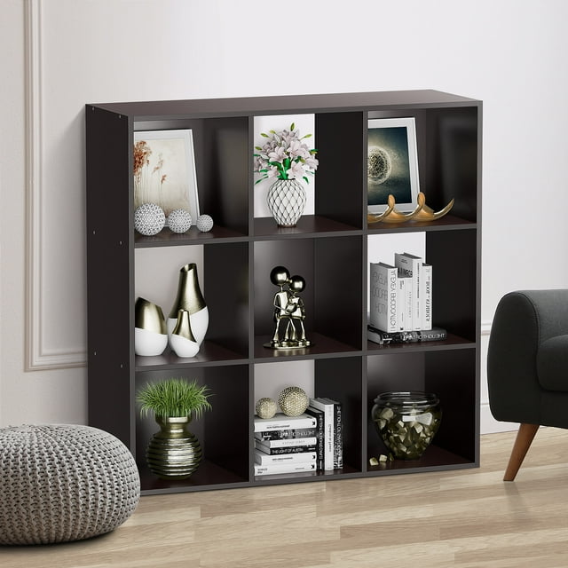 ZENY 3x3 Wooden Cube Organizer with Back Panel, 9-Cube Shelf Unit for ...