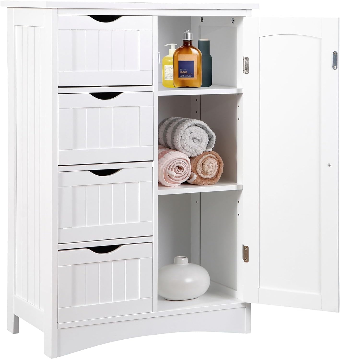ZENY Bathroom Floor Storage Cabinet, Side Organizer with 4 Drawers and ...
