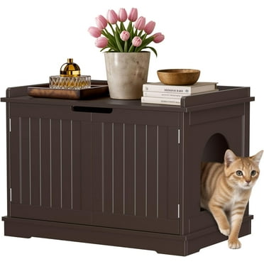 ZENY Double Door Hidden Cat Litter Box Enclosure Storage Cabinet MDF ...