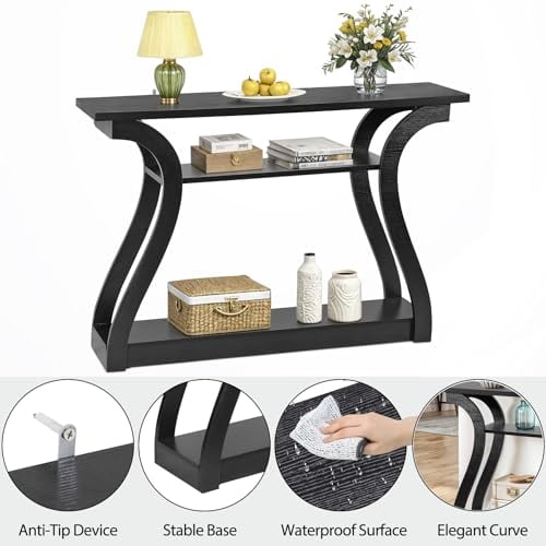ZENY Console Table, Entryway Table with 3 Tier Storage Shelves, Narrow ...