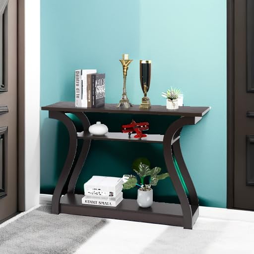 ZENY Console Table, Entryway Table with 3 Tier Storage Shelves, Narrow ...