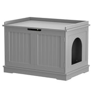 NARTRU Extra Large Decorative Wooden Double Cat Litter Box Enclosure ...