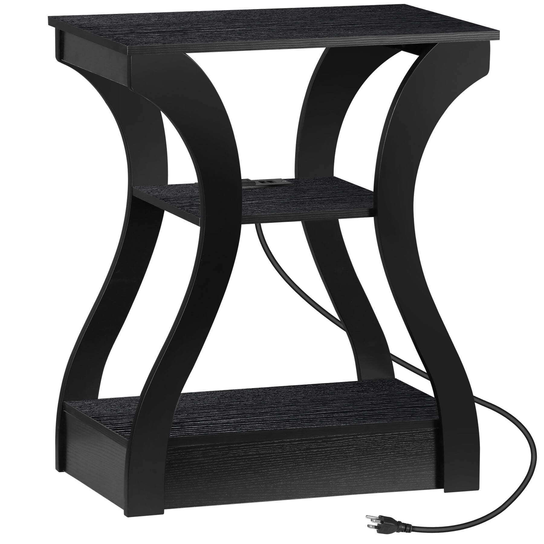 ZENY End Table with Charging Station, Bedside Table with USB, 3 Tier ...