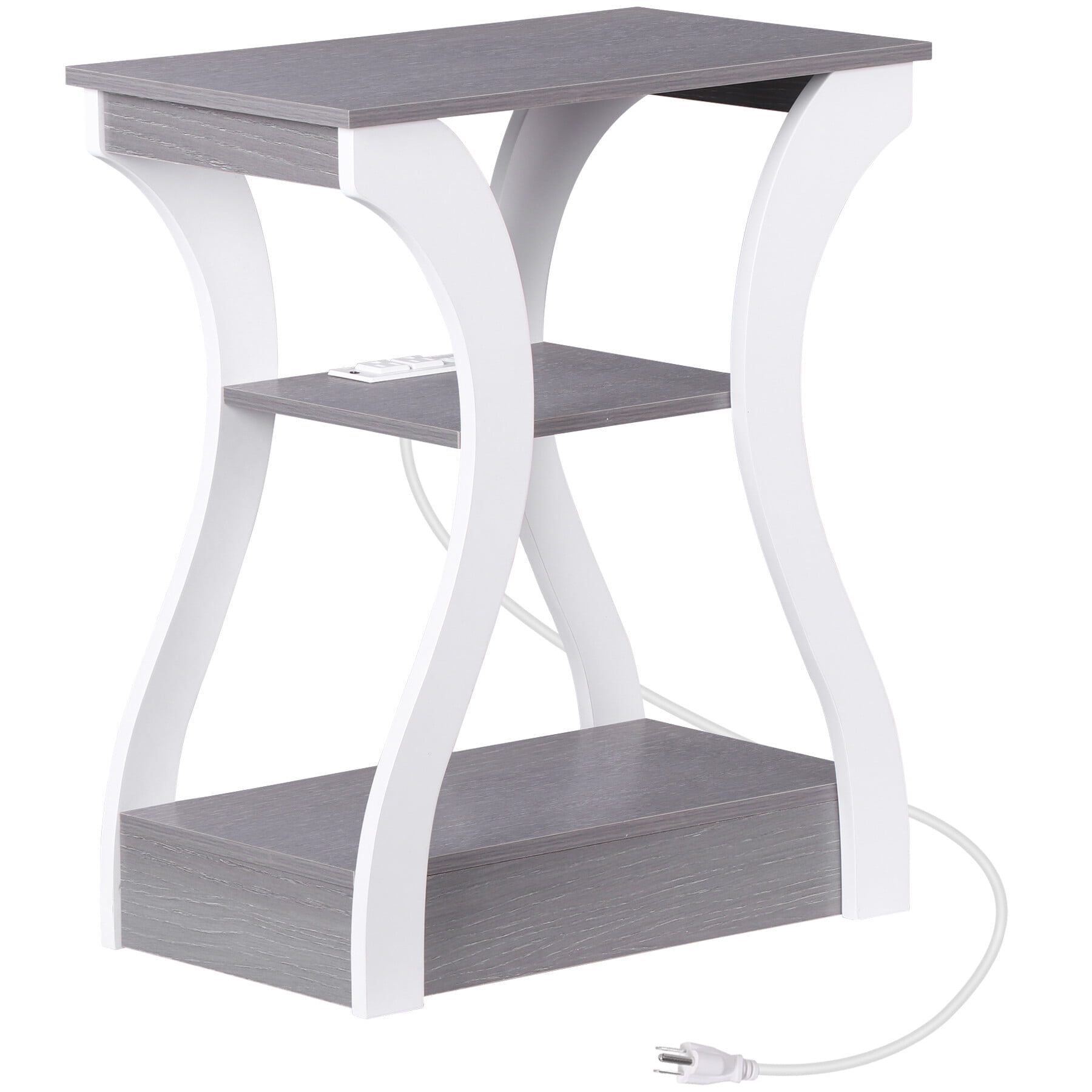 ZENY End Table with Charging Station, Bedside Table with USB, 3 Tier ...