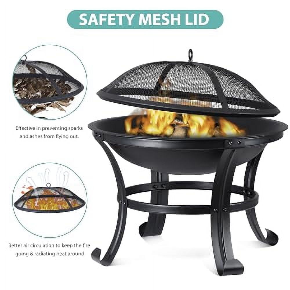 ZENY Fire Pit 22’’ Outdoor Fire Pits Wood Burning Firepit Patio Fire ...