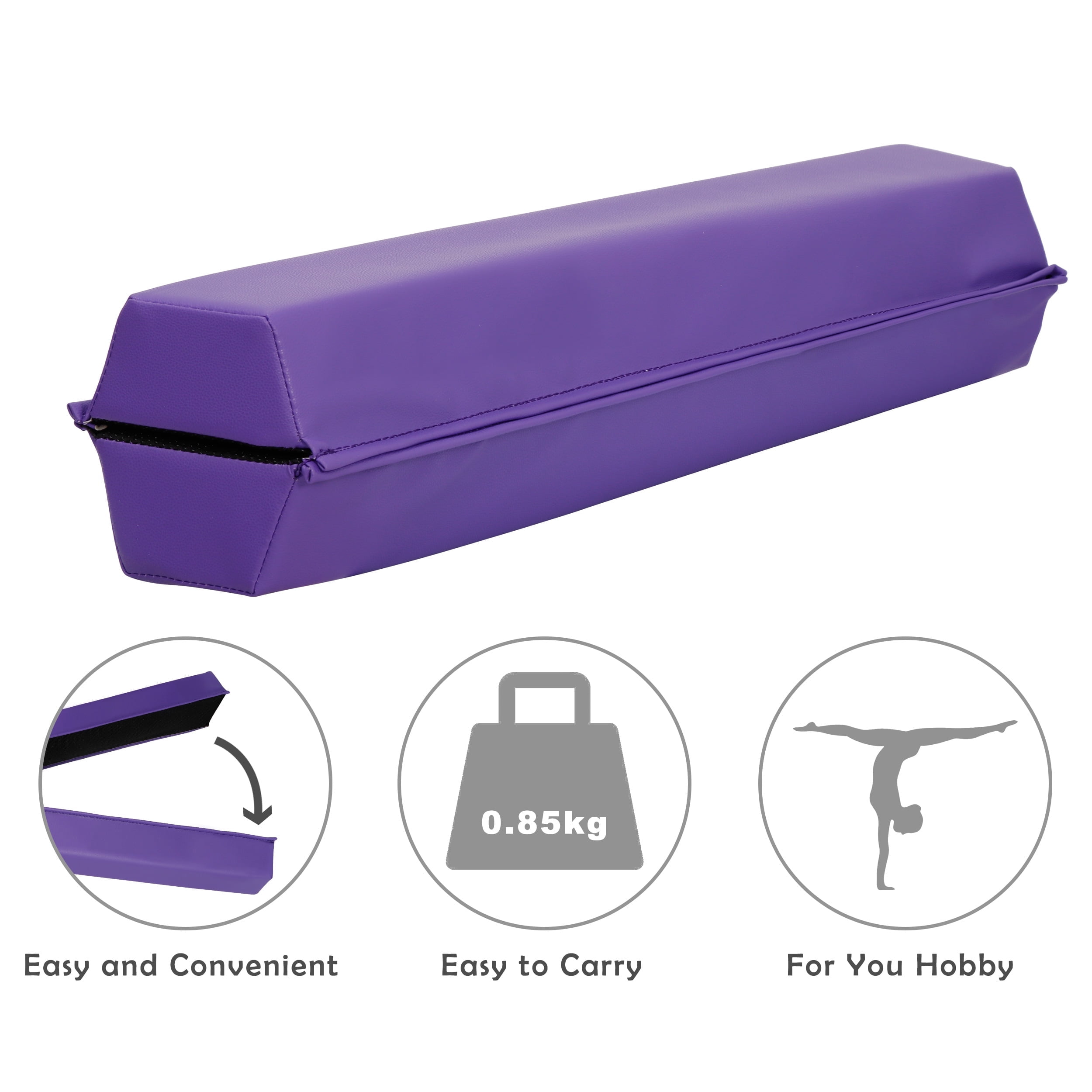 ZENY Folding 6 Ft Gymnastics Balance Beam, Purple, Grip Suede Surface ...