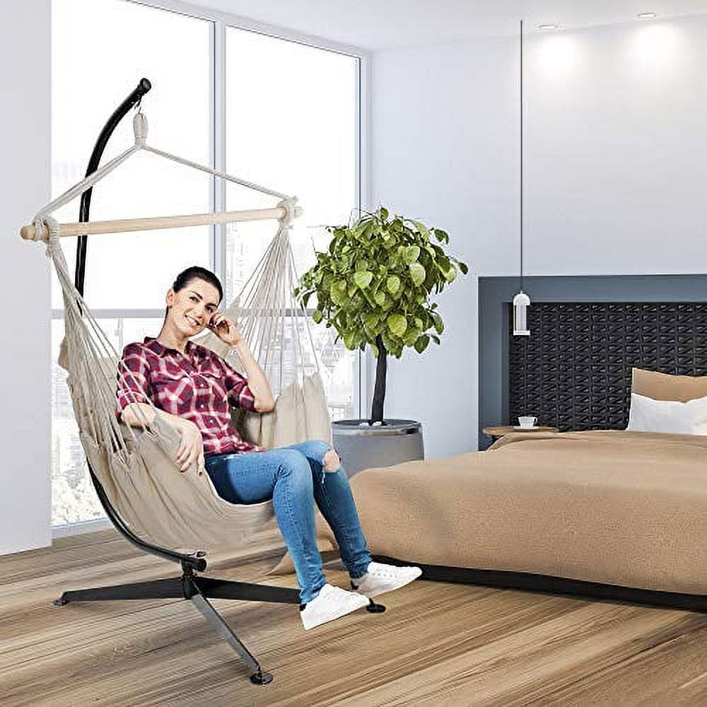 ZENY Hammock Chair with Stand Swing Chair with 2 Cushions Hanging Chair ...