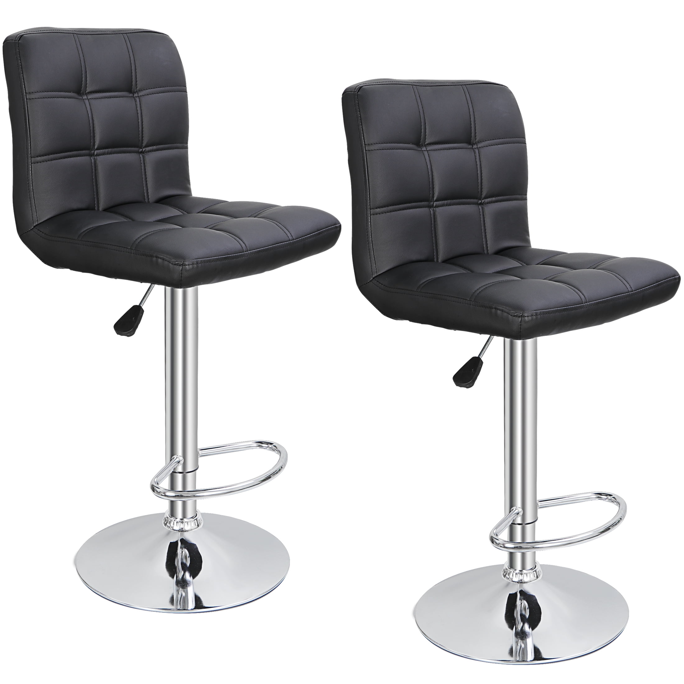 ZENY Adjustable Metal Bar Stools with Leather Back and 360-Degree ...