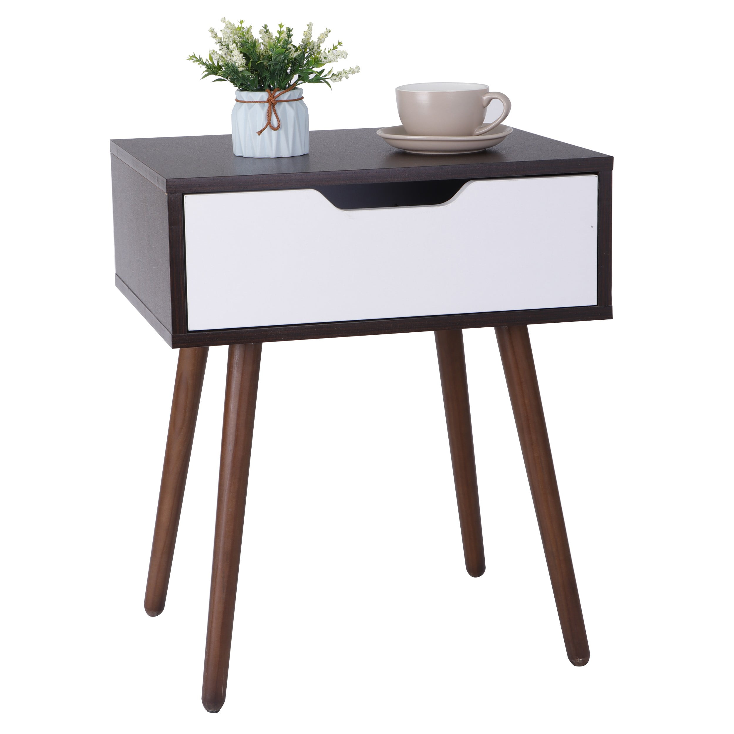 ZENY Mid-Century Modern Storage Rack with Drawer Small Shelf with ...