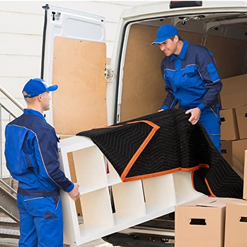 ZENY Moving Blankets 12 Pack, Heavy Duty Packing Blankets Black, 72''x40'' Furniture Moving Pads ...