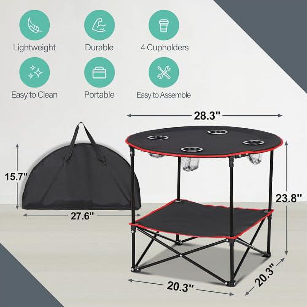 ZENY Portable Folding Picnic Table Outdoor Camping Table with 4 Cup ...