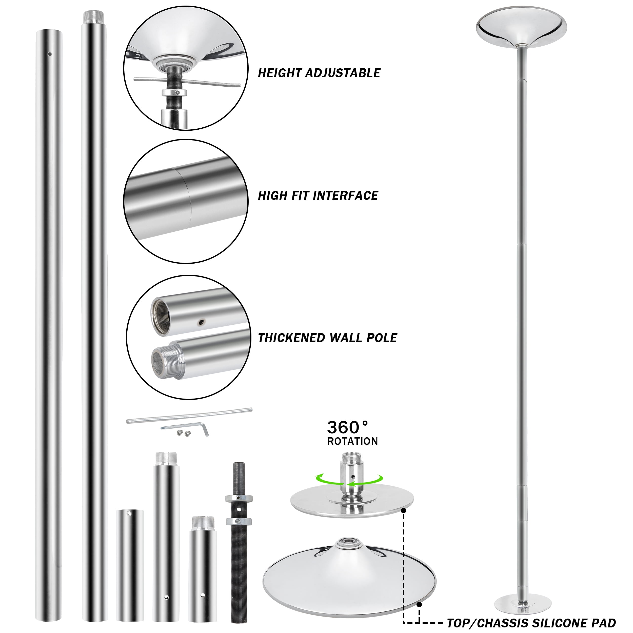 ZENY Removable Dancing Pole Kit, 45mm Portable Fitness Dance Sport ...