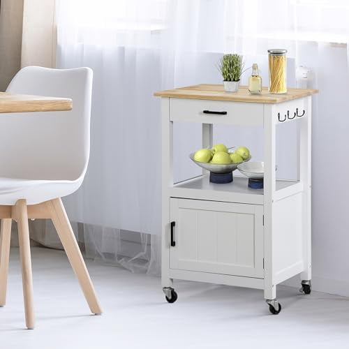 ZENY Rolling Kitchen Island Cart with Storage Cabinet and Shelf ...
