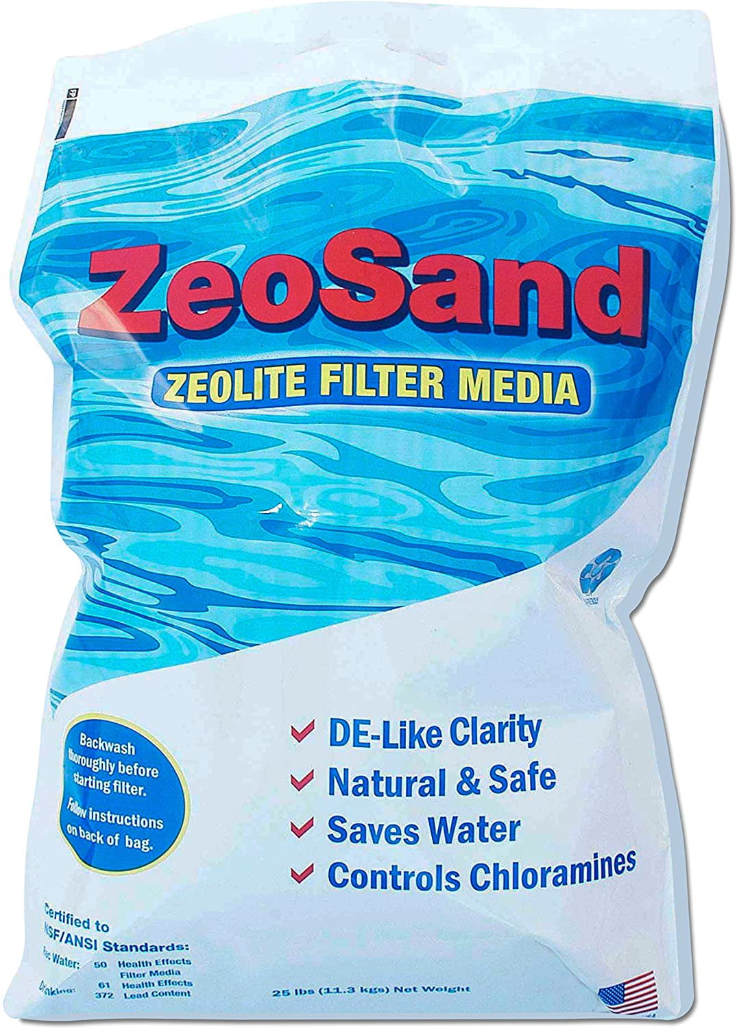 ZEO Inc ZeoSand-50, All Natural Pool Filter Sand Replacement, 50 lb ...