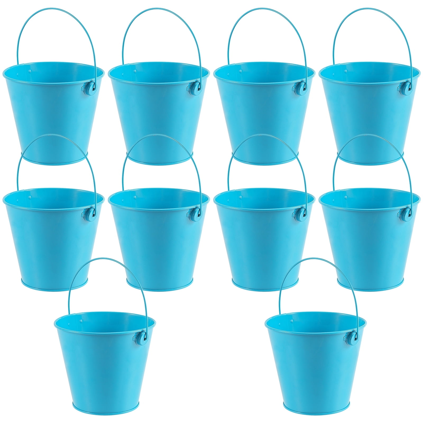 ZEONHAK 10 Pack Small Metal Buckets with Handle, Blue Mini Galvanized ...