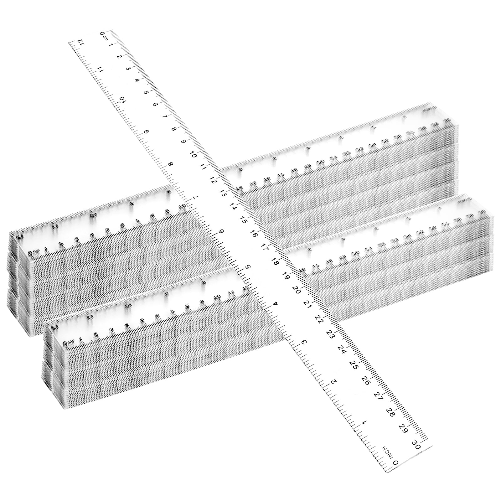 ZEONHAK 100 Pack 12 Inch Clear Rulers, 31cm Double Scale Plastic ...