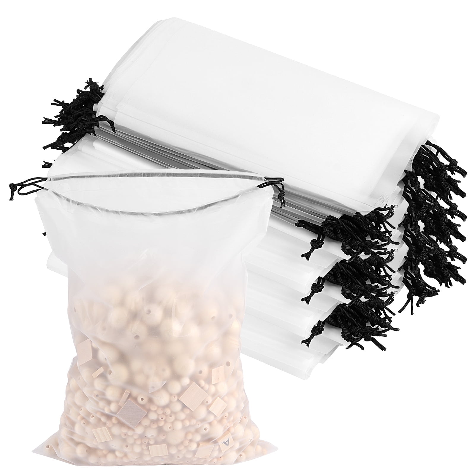 ZEONHAK 100pcs 12 x 16 Inch Clear Drawstring Bags, Transparent Shoe ...